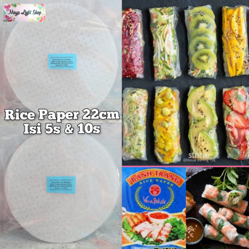 Jual Rice Paper 10 lembar banh salad ricepaper trang diameter 22cm ...