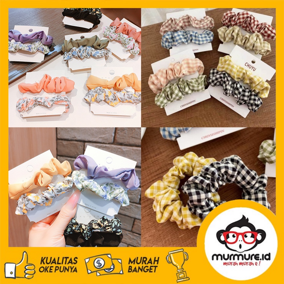 Jual MURMURE.ID | IKAT RAMBUT SCRUNCHIE CEPOL MODEL KOTAK GINGHAM LUCU ...