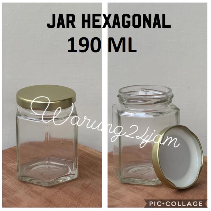 Jual toples jar botol kaca selai madu kopi minuman hexagonal 190ml Baru ...
