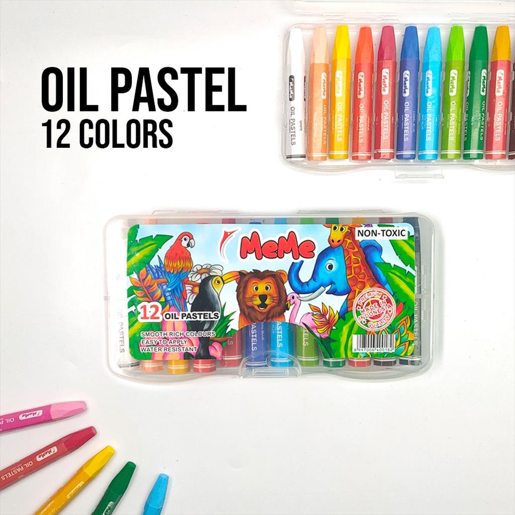 Jual Crayon MeMe 12warna / Oil pastel / Crayon MeMe 12colors | Shopee ...