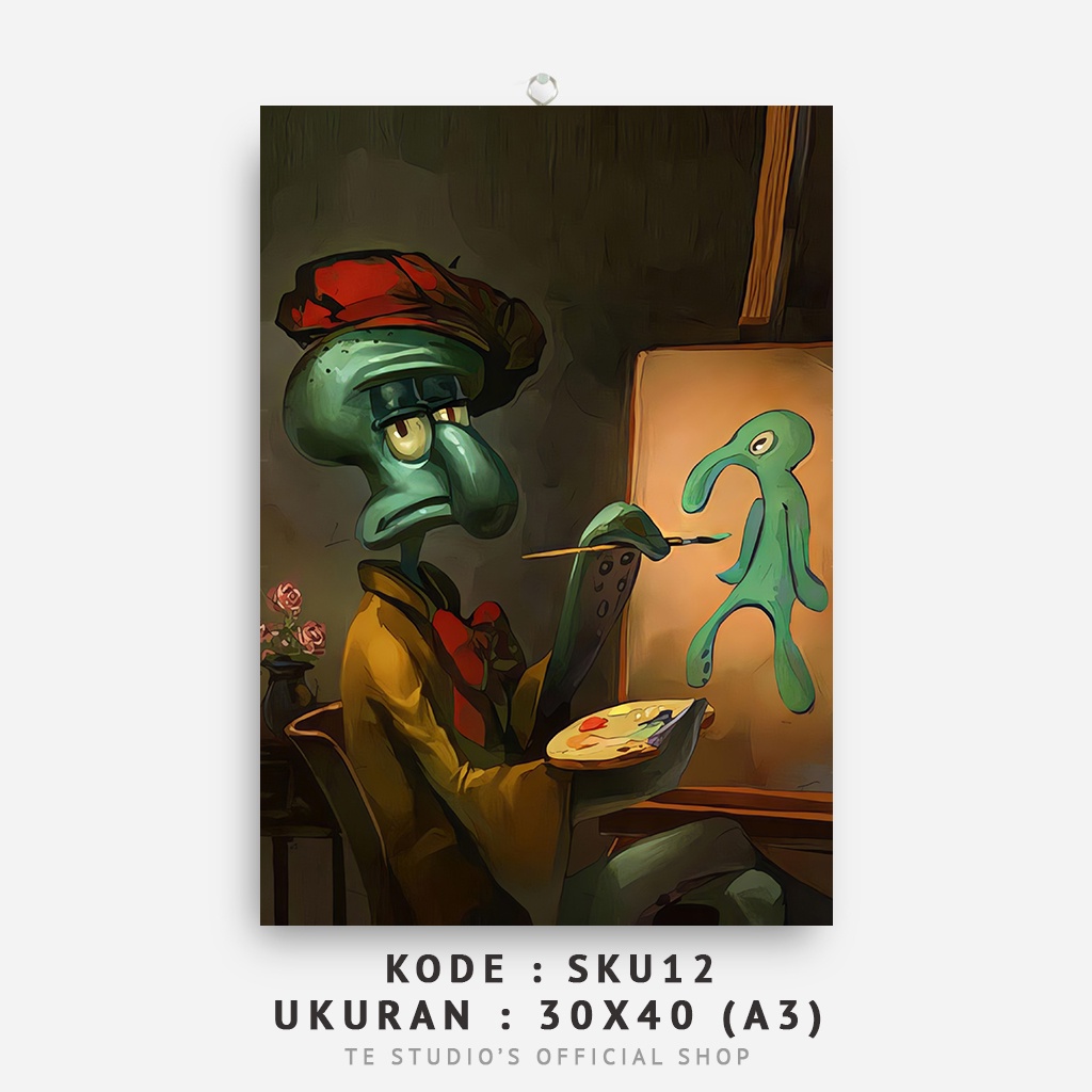 Jual Poster Lukisan Squidward Ukuran Besar A3 30x40cm Hiasan Dinding ...