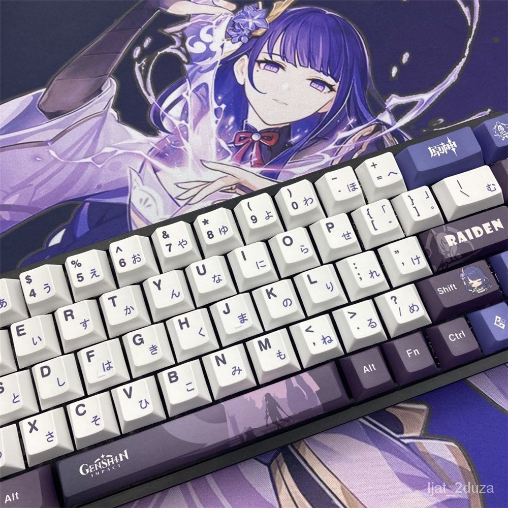 Jual 128Keys Genshin Impact Keycaps Raiden Shogun PBT Cherry Profile ...