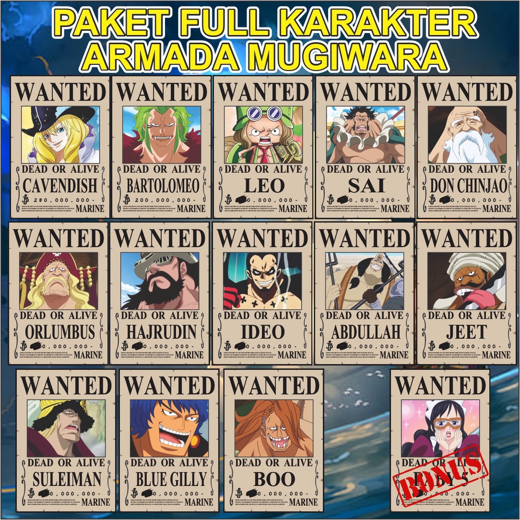 Jual Poster Buronan One Piece Hiasan dinding Anime ARMADA MUGIWARA Full ...