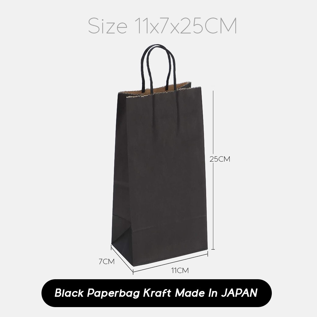 Jual (Tali Kertas) Paper bag mini hitam 11x7x25 cm / Paper bag kado souvenir wedding packing ...
