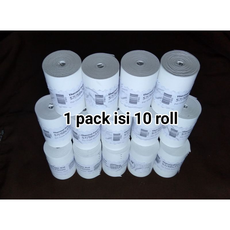 Jual Kertas 57x33 58x33 struk kasir thermal coreless 10 roll | Shopee ...