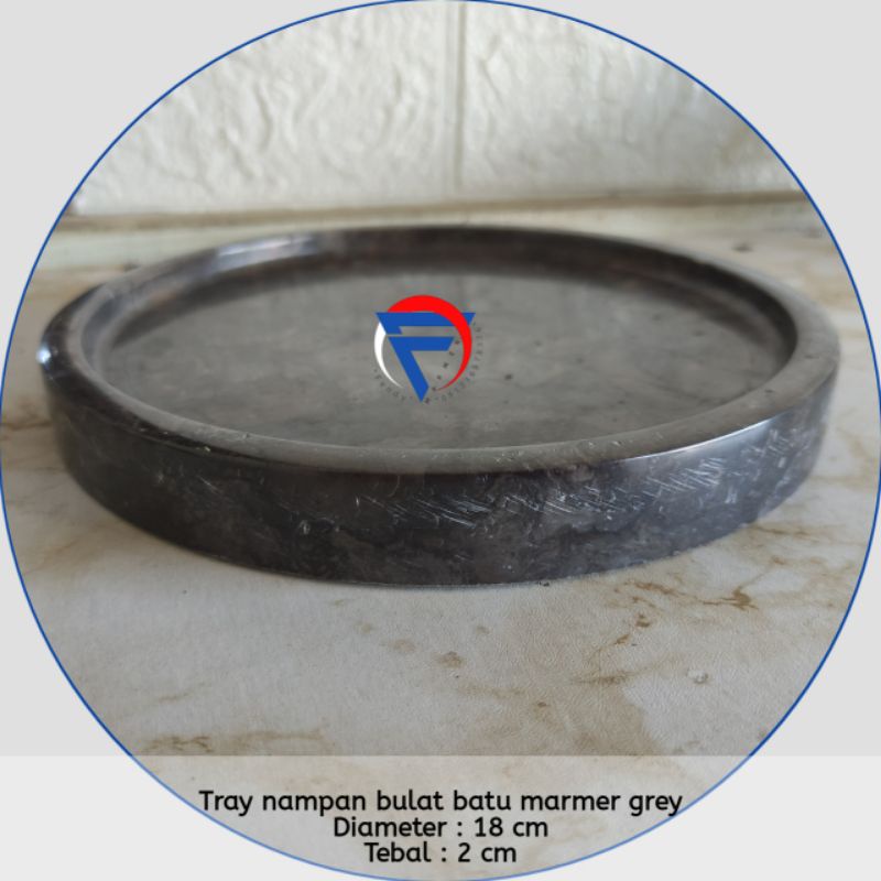 Jual Nampan/tray bulat batu marmer grey/hitam/putih finishing kilap D ...