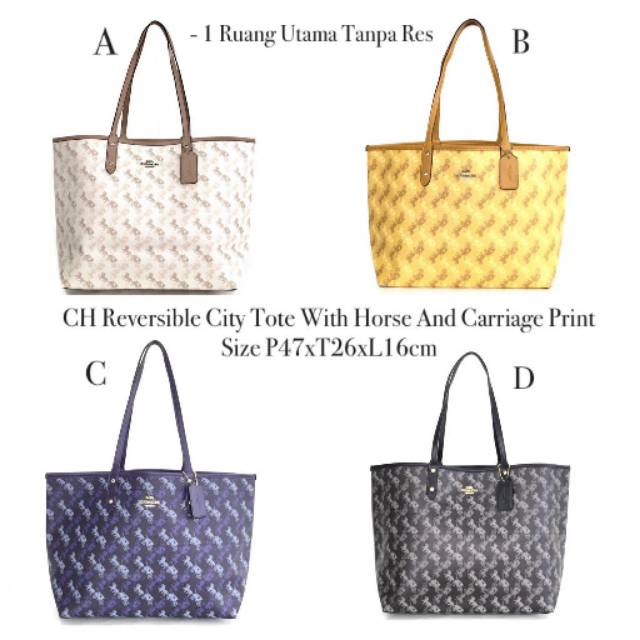Jual COACH Reversible City Tote With Horse And Carriage Print | Shopee ...