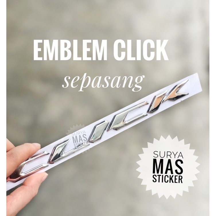 Jual emblem click timbul chrome sepasang stiker logo click motor ...