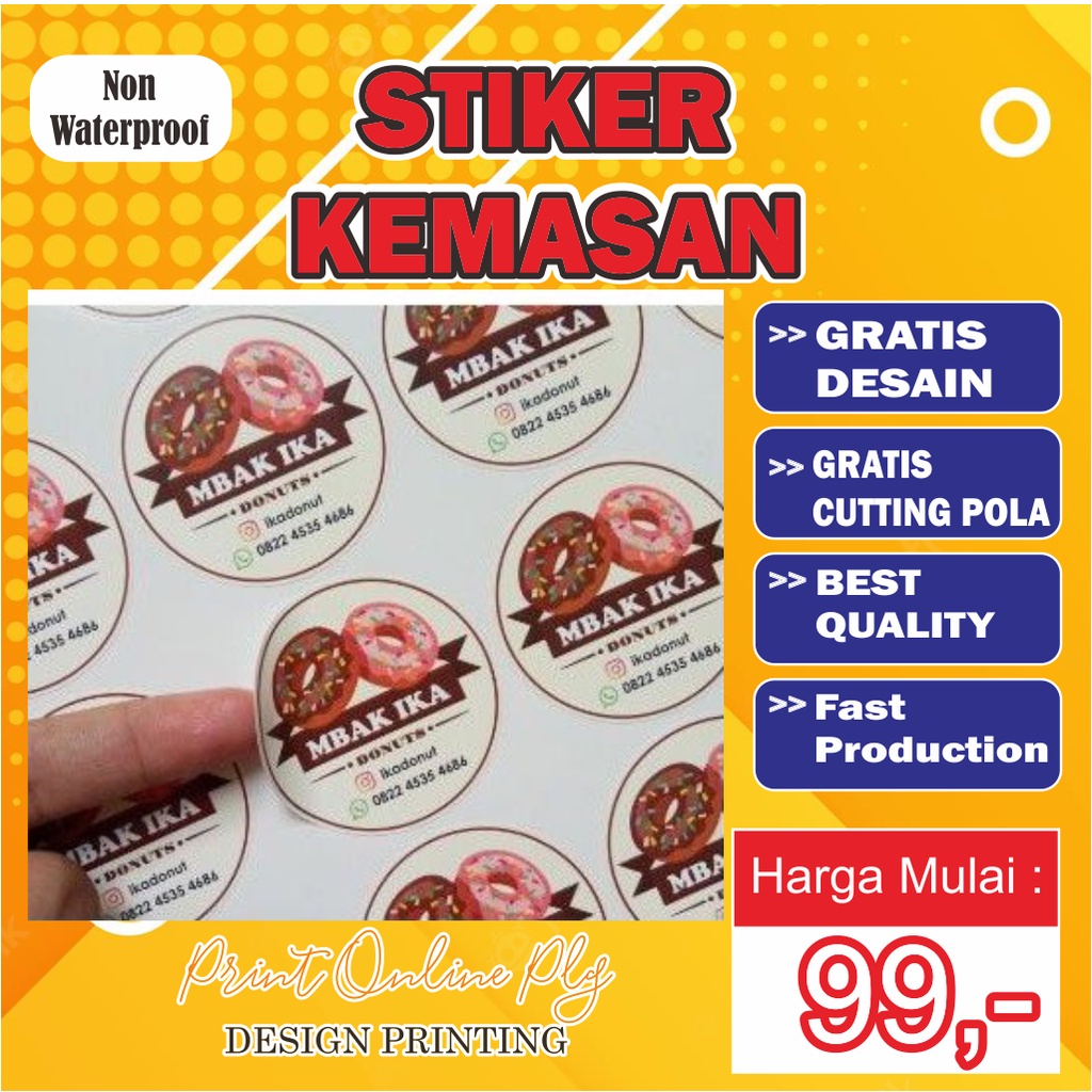 Jual Cetak Stiker Kemasan Non Waterproof | Sticker Makanan | Olshop ...