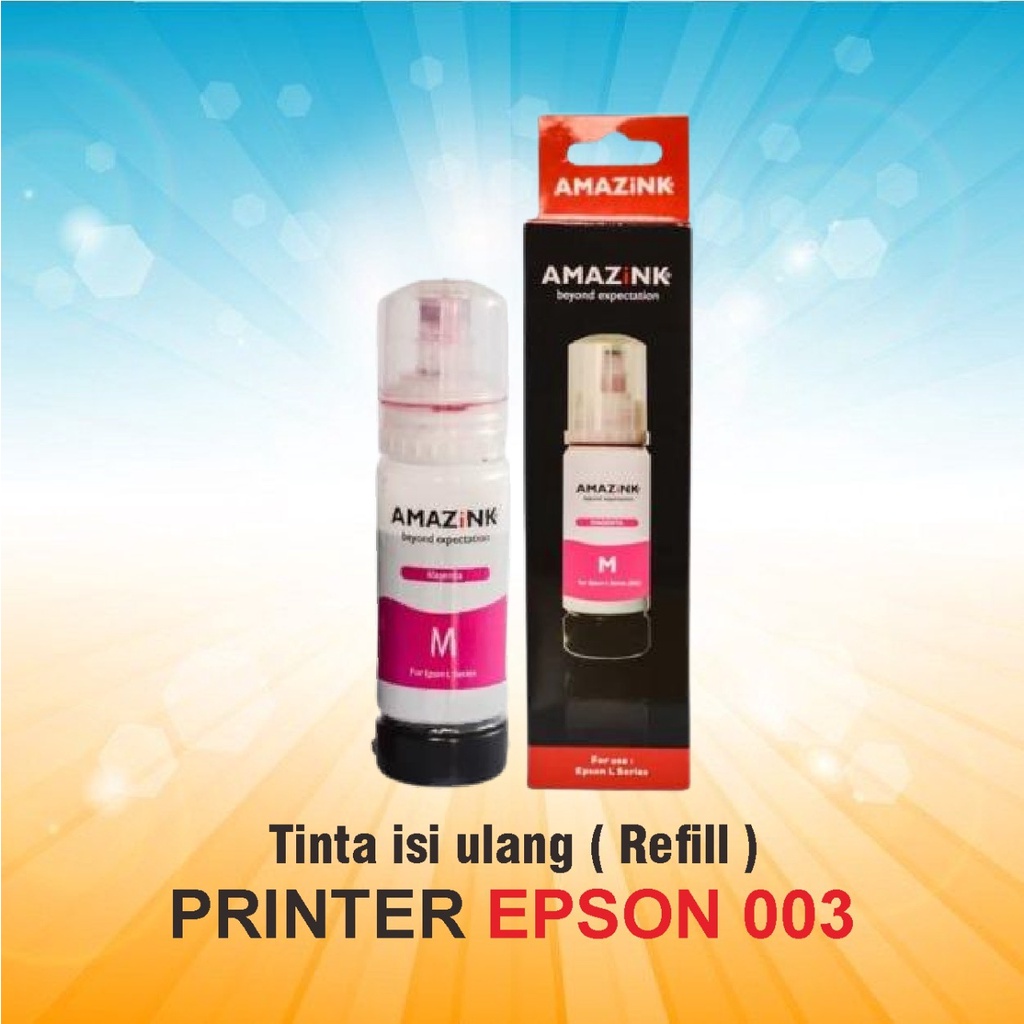 Jual Tinta EPSON 003 warna Magenta isi ulang/refill Printer EPSON L1110 ...