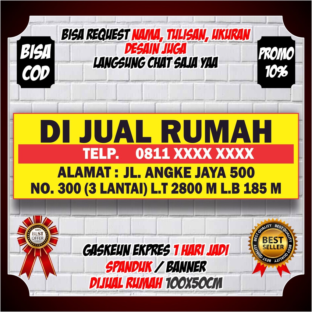 Jual Spanduk Banner Tulisan Dijual Rumah Berkualitas Custome Keren ...