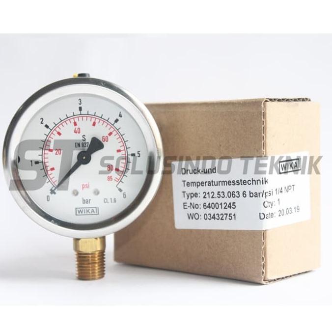 Jual Wika Pressure Gauge 212.53.063 Raket Range:(0,6), (2,5), 6, 25 Bar/Psi | Shopee Indonesia