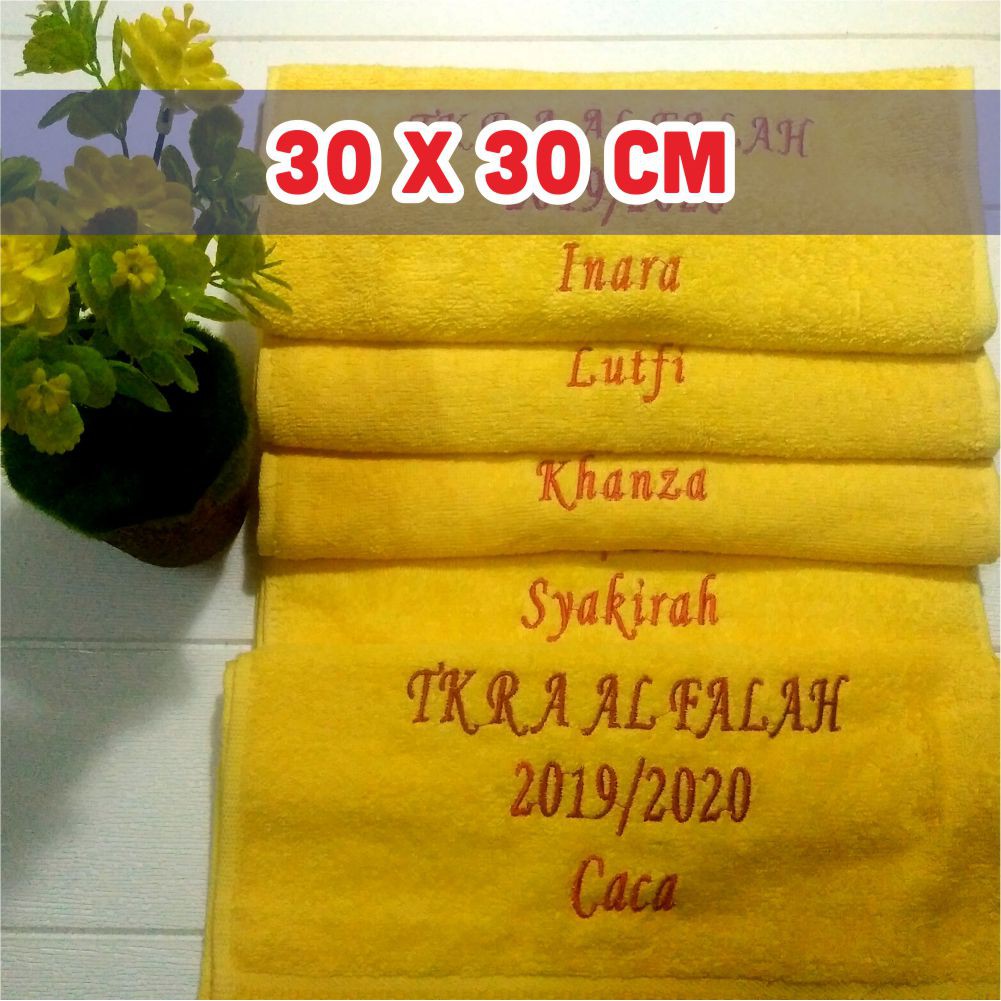 Jual Souvenir Handuk Anjoly Bordir Custom Nama Ukuran 30 x 30 | Shopee ...