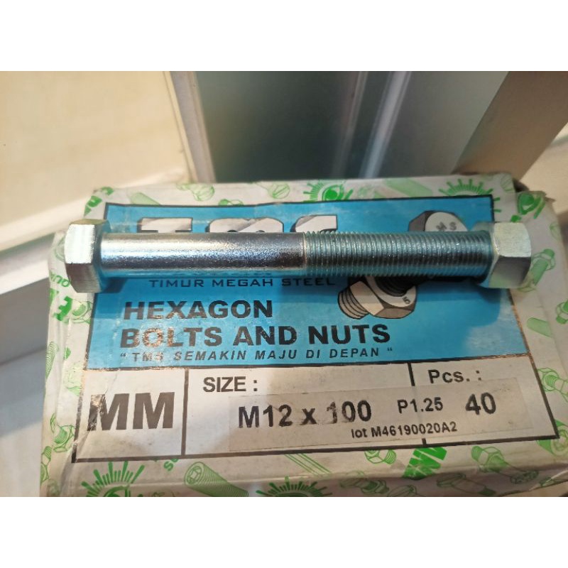 Jual Baut mur M12 x 100mm pict 1,25 drat halus/1pcs kunci 17 | Shopee ...