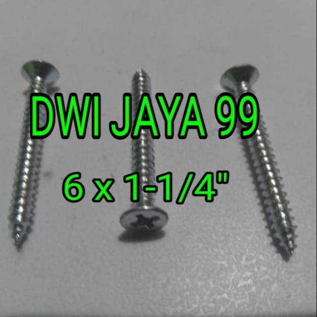 Jual 100 pcs sekrup tapping fh 6x1-1/4" skrup taping jf untuk kayu ...