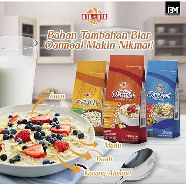 Jual Ota & Ota Rolled Oat / Biji Havermut Havermout Utuh 500GR | Shopee ...