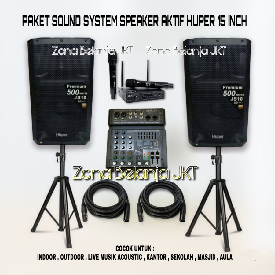 Jual PAKET SOUND SYSTEM SPEAKER HUPER 15 INCH JS10 MIXER ASHLEY 4 ...