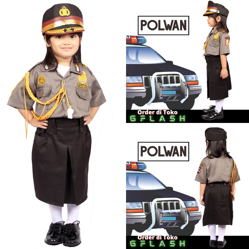 Jual Baju Seragam Profesi Anak Polwan Setelan Polisi Cewek | Shopee ...