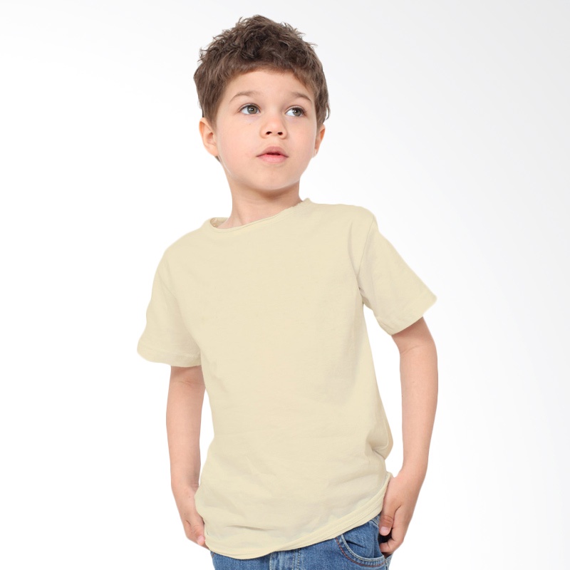 Jual KAOS POLOS ANAK CREAM LENGAN PENDEK COMBED 30s BAJU KAOS KIDS UMUR | Shopee Indonesia