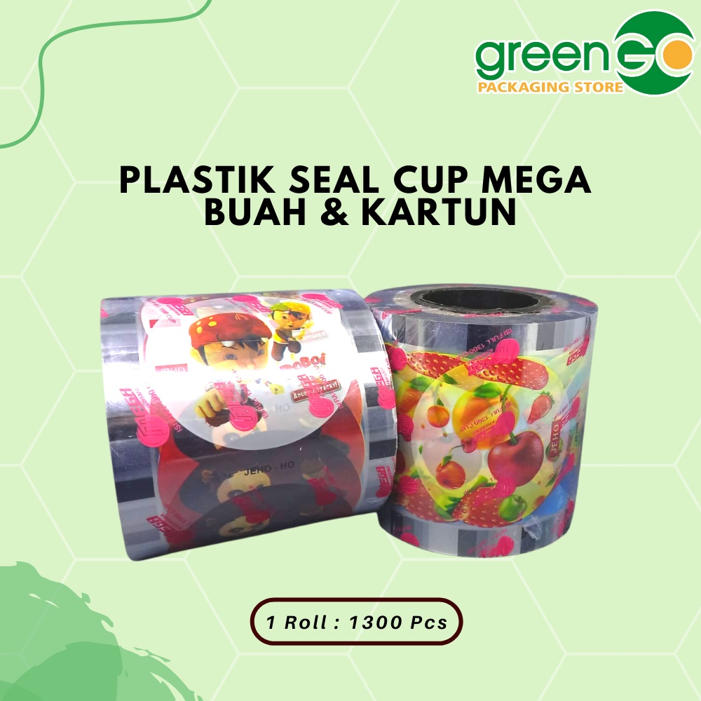 Jual PLASTIK SEAL CUP MOTIF KARTUN BUAH ISI 1300 CUP MERK MEGA LID CUP ...