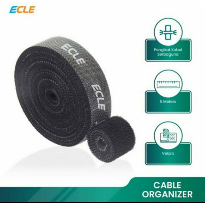 Jual ECLE tali pengikat kabel 5 meter organizer cable ties velcro 5 m ...