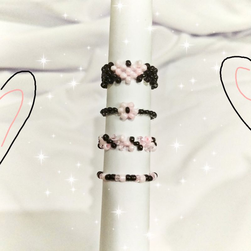 Jual Beaded Ring Blackpink Set, Cincin manik Blackpink | Shopee Indonesia