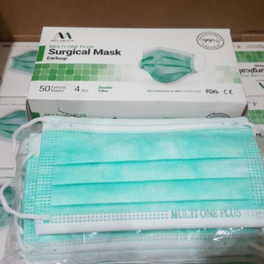 Jual Masker SURGICAL MOP EARLOOP DAN HEADLOOP/ HIJAB 3 ply WARNA hijau ...