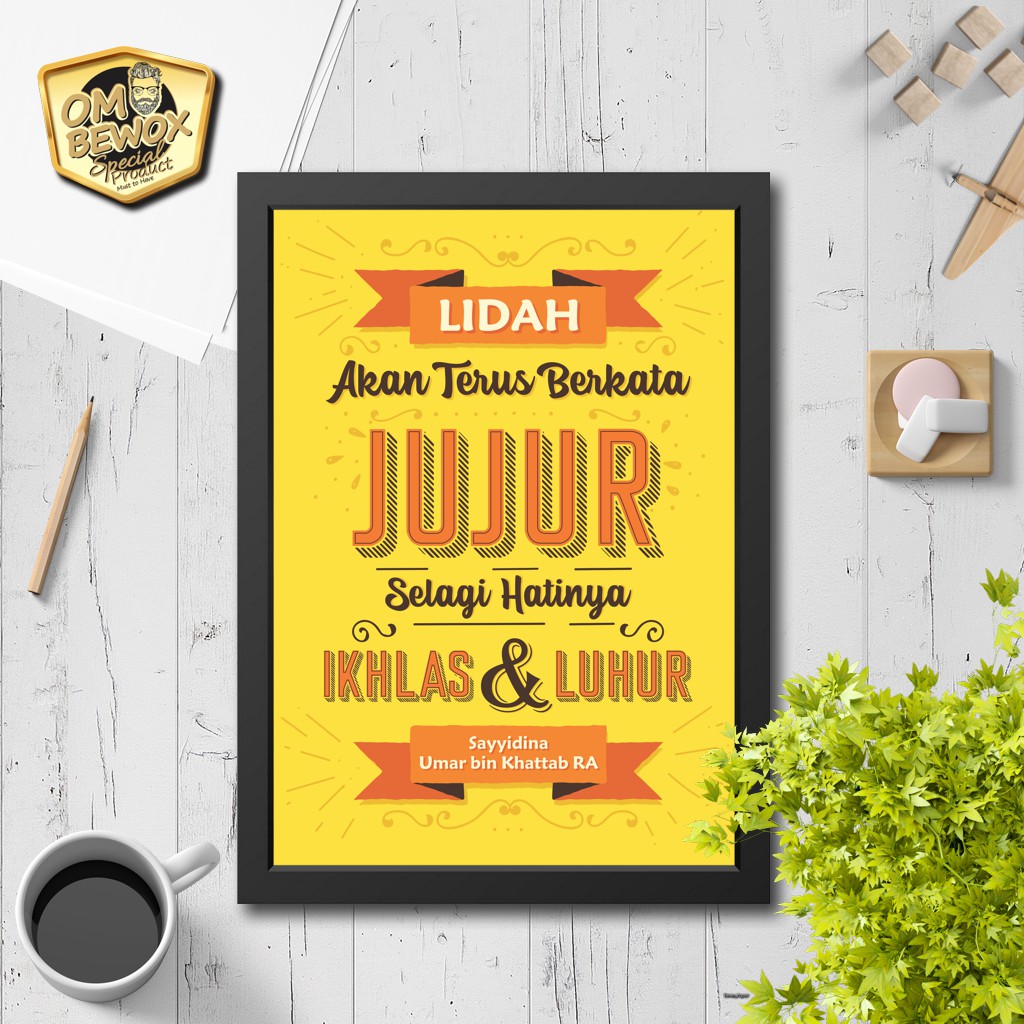 Jual Poster Hiasan dinding quote islami Lidah berkata jujur 1 Dekorasi ...
