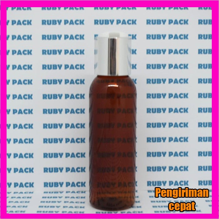 Jual [ isi 10Pcs ] Botol plastik pet 100ml Prestop Silver Coklat ...