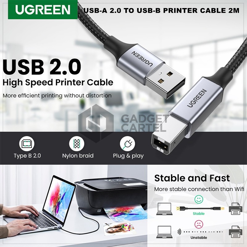 Jual GADGET CARTEL - UGREEN 80803 KABEL USB PRINTER USB 2.0 TYPE A MALE ...