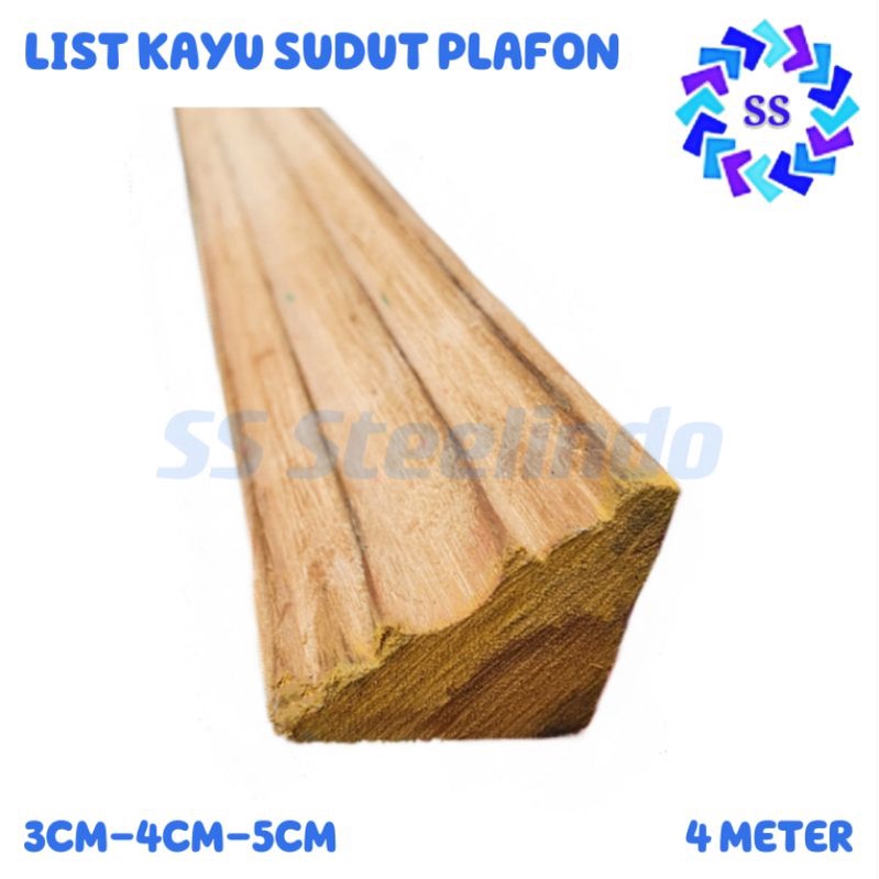 Jual LIST KAYU SIKU SUDUT PLAFON 4 METER (DIAGONAL 3CM-4CM-5CM) BAHAN ...