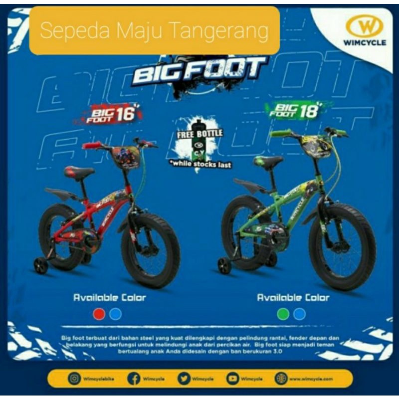 Jual Sepeda Anak BMX Wimcycle Bigfoot 16 inch / 18 inch Ban Jumbo Big Foot | Shopee Indonesia