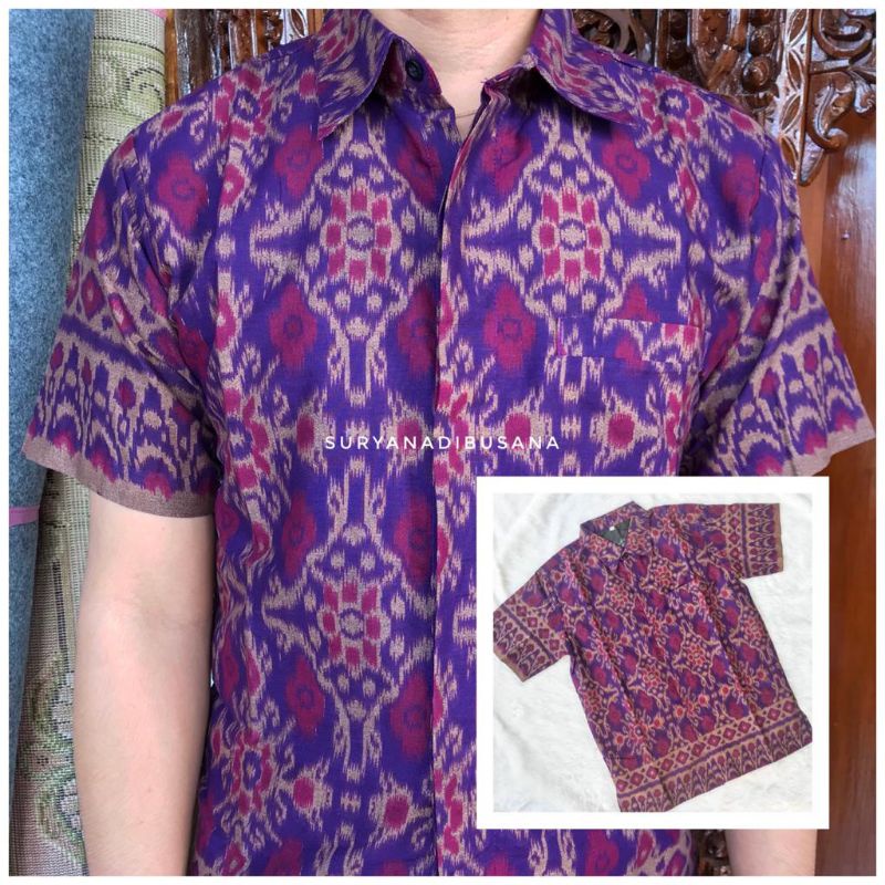 Jual Baju Endek Pria Murah | Kemeja Endek Bali (FURING) | Shopee Indonesia