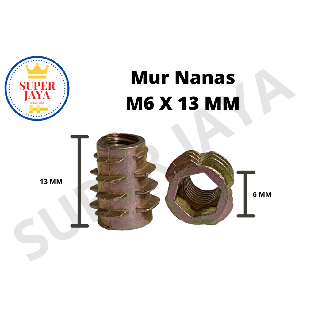 Jual Mur nanas mur tanam OE M6 X 13 - 1 PCS | Shopee Indonesia