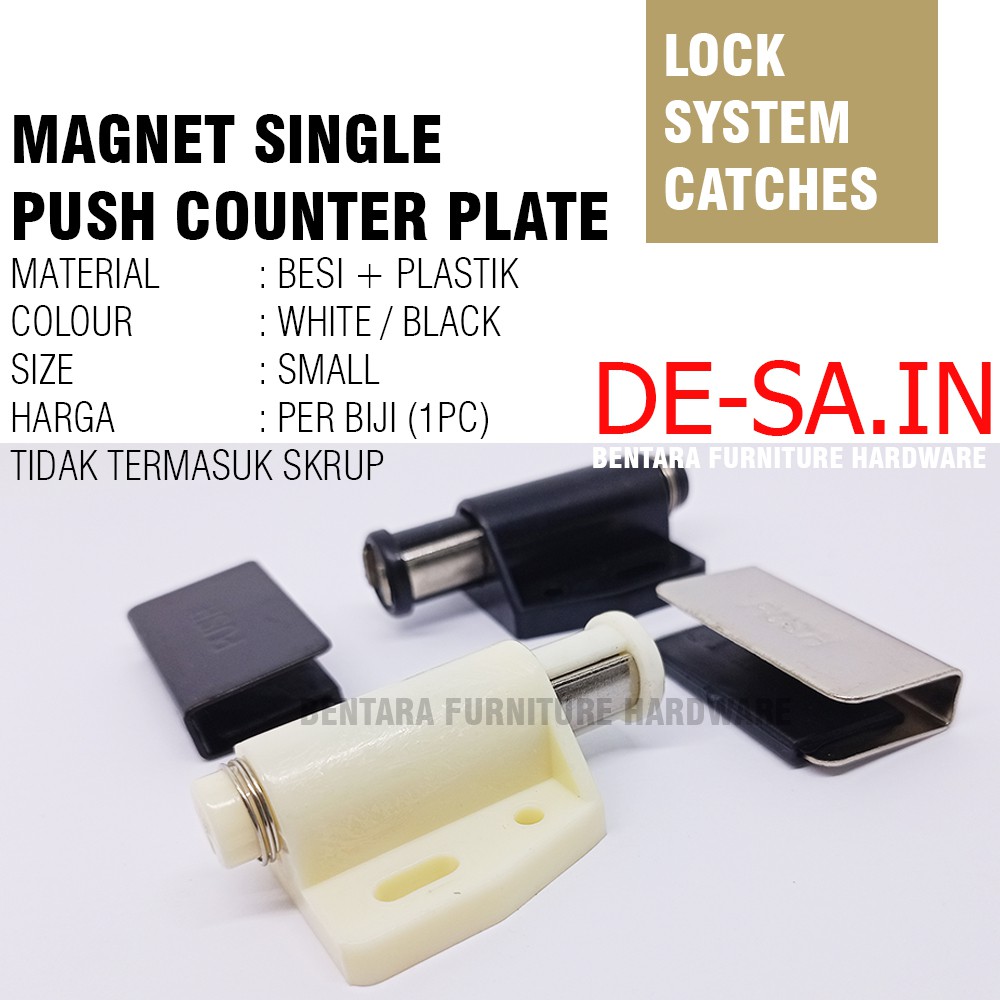 Jual MS-31 MAGNET SINGLE + PUSH - KECES PINTU KACA KABINET PUTIH WHITE - Single Magnetic Latch ...