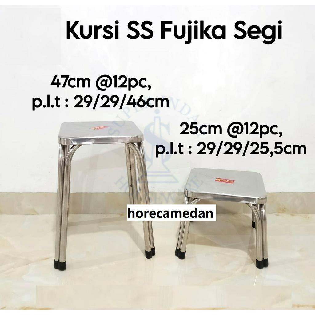 Jual Kursi Bangku Stainless steel Segi / Bulat Tinggi 47 cm / Bangku ...