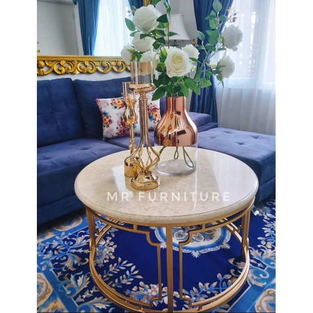 Jual Meja Tamu Bulat Marmer Mewah D72 | Klasik Gold | Coffee Table ...