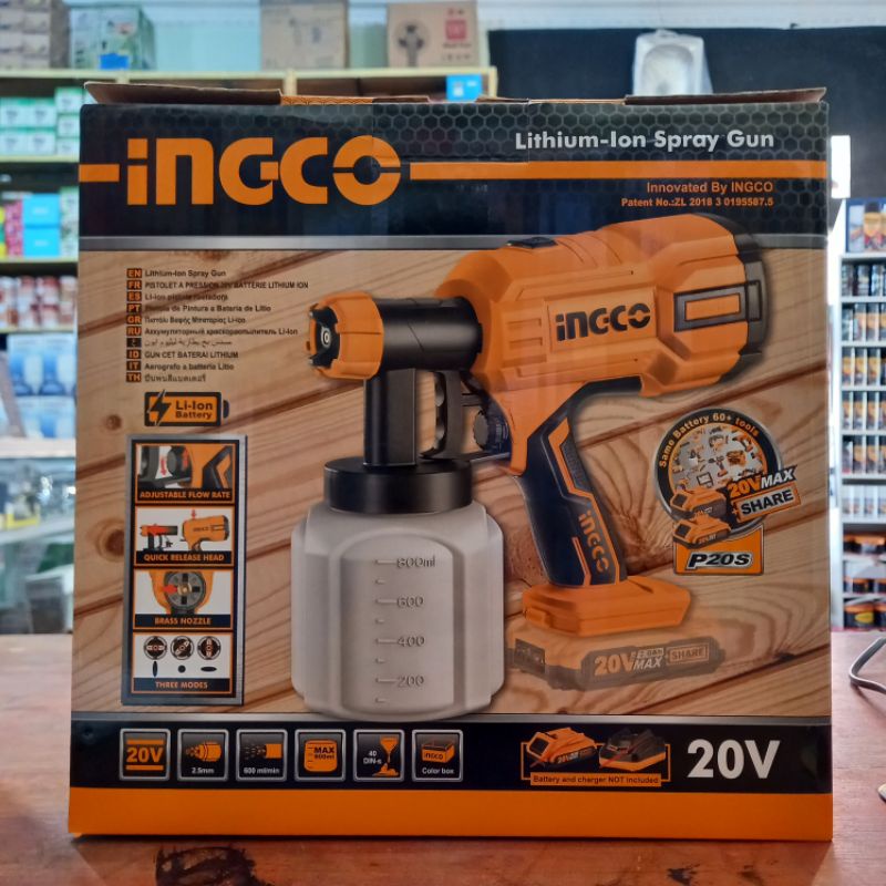 Jual INGCO Spray Gun Listrik Cordless 20 V CSGLI2001 | Shopee Indonesia