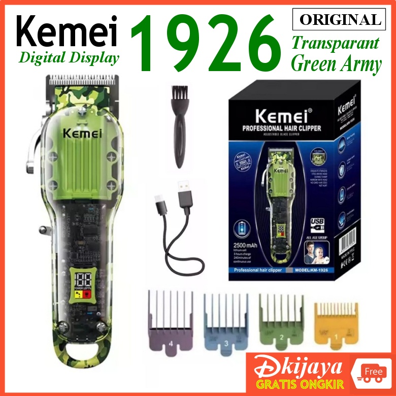 Jual KEMEI 1926 Alat Cukur Rambut Mesin Cukuran CAS KM-1926 KM1926 GREEN ARMY | Shopee Indonesia