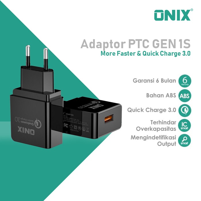 Jual Onix Adaptor Charger PTC-1S - Support Qualcomm Quick Charge 3.0 ...
