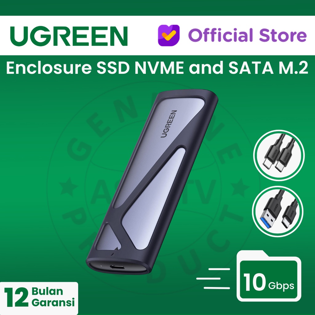 Jual UGREEN SSD Casing / Enclosure M.2 Duo (NVME & SATA)- CM400 ...