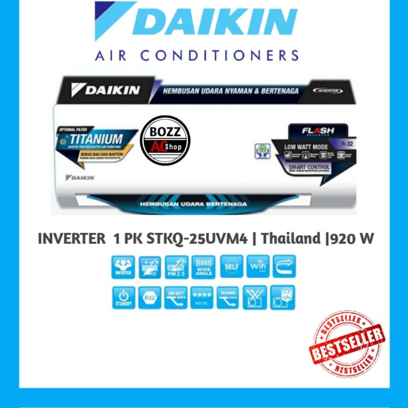 Jual AC DAIKIN INVERTER FTKQ-25UVM4 1 PK | Shopee Indonesia