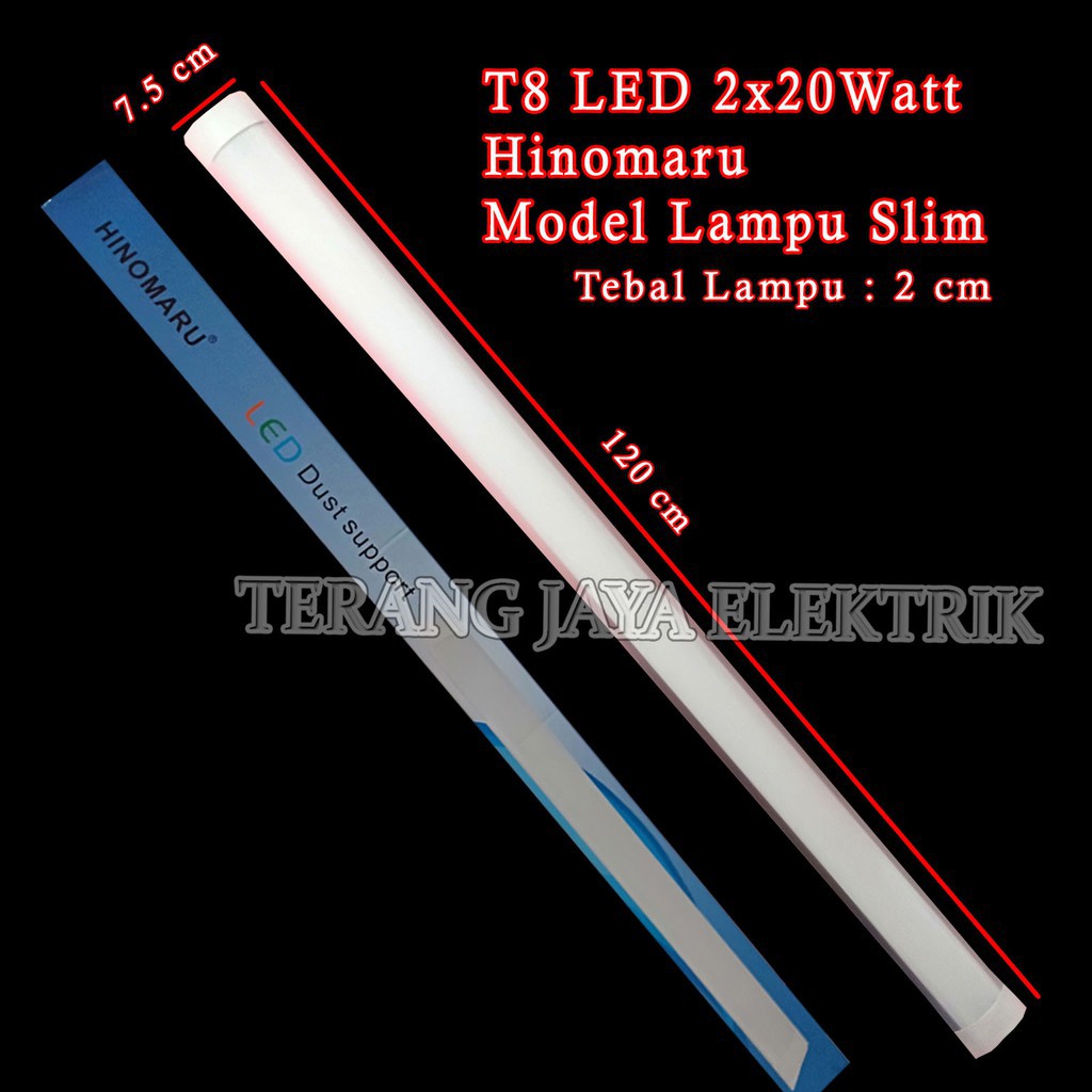 Jual Lampu TL T8 Double LED 2x20Watt Putih - Panjang 120cm Hinomaru ...
