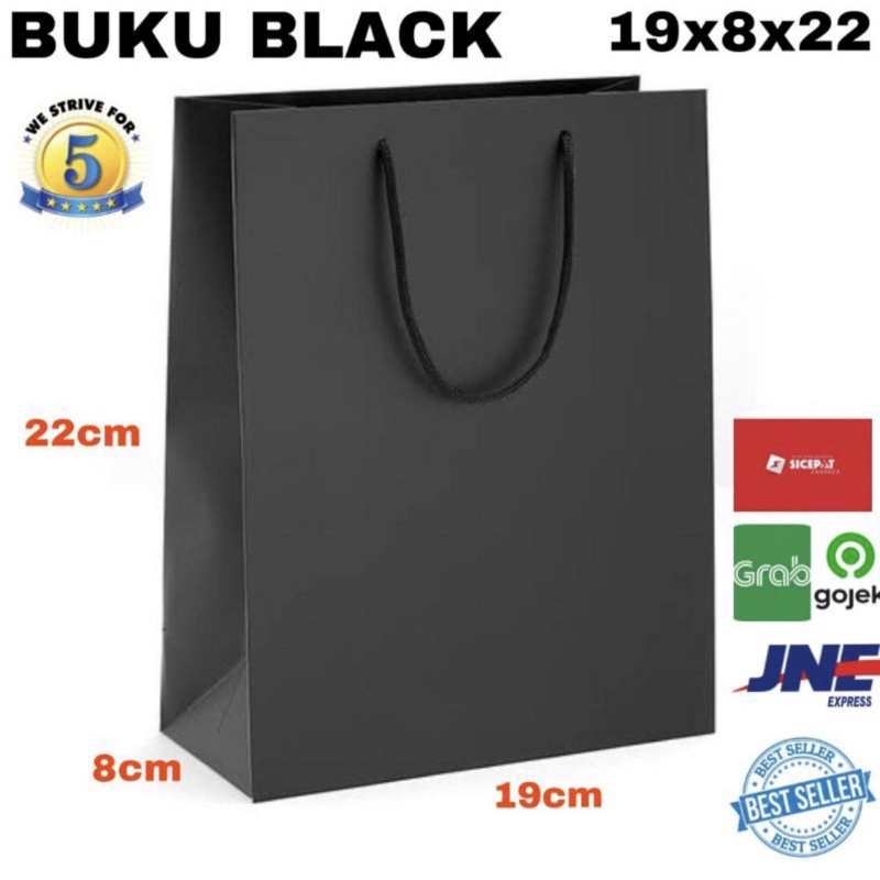 Jual (HARGA UTK 20 PCS) 22x8x19 Paperbag Hitam polos kraft Goodie bag Shopping bag premium ...