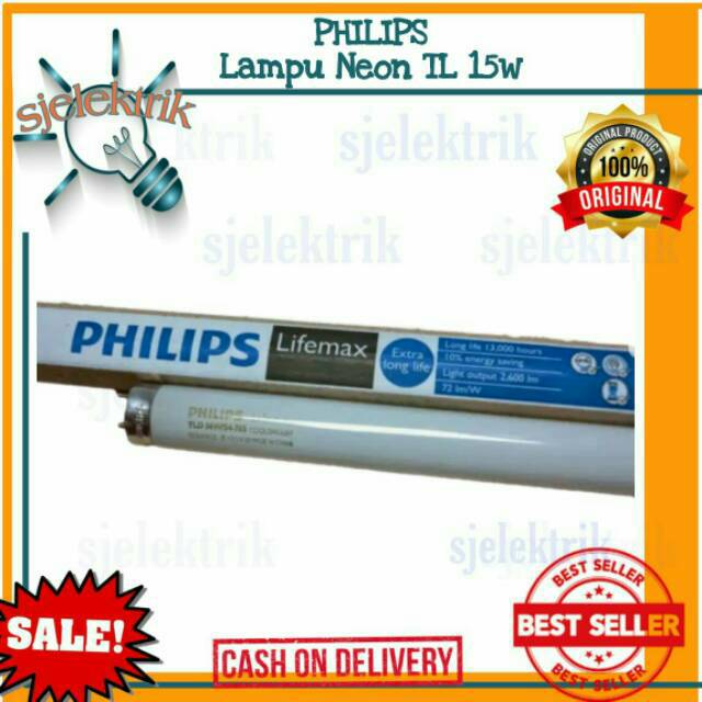 Jual LAMPU NEON TL - D PHILIPS 15 WATT 15W LIFEMAX lampu philip tl neon ...