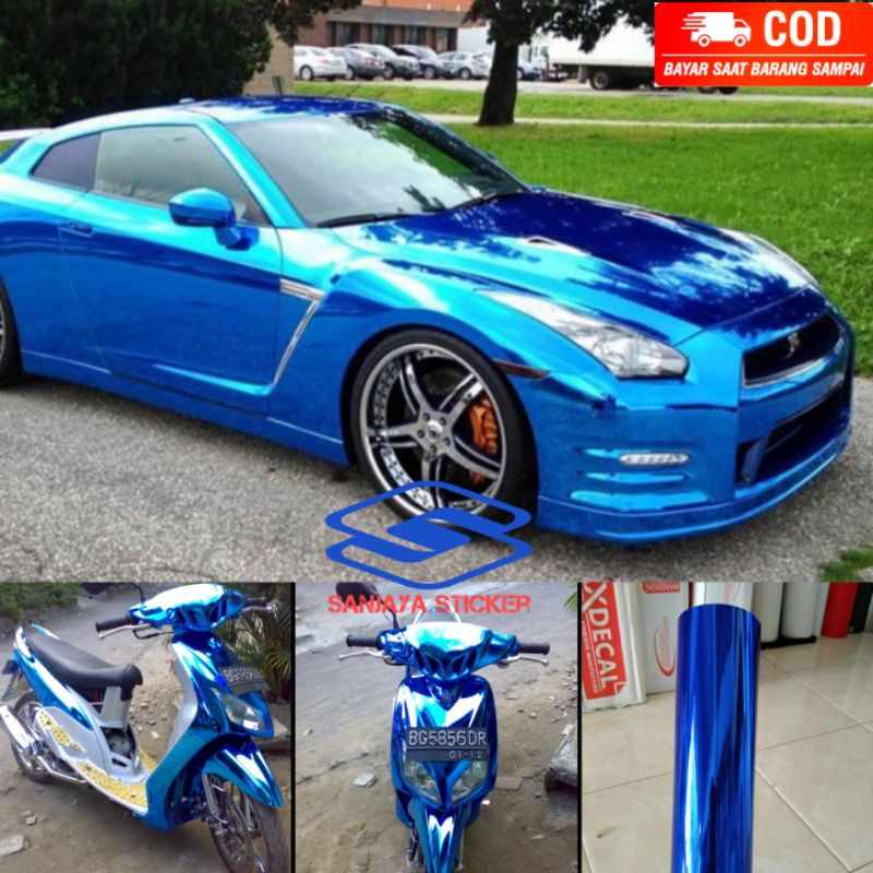 Jual Skotlet Stiker Motor Biru Chrome Miror Merk Infinity | Shopee ...