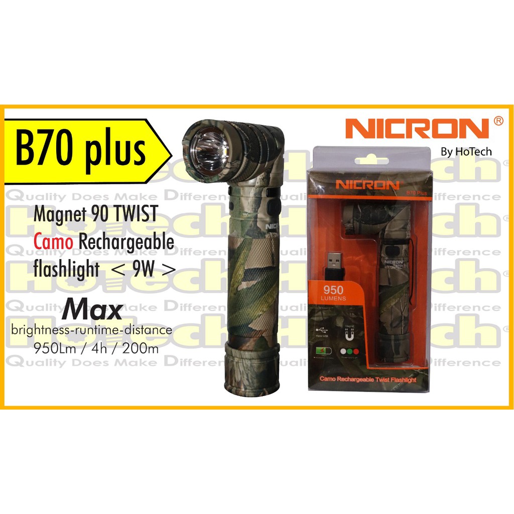 Jual Nicron | B70 Plus | 3-Color Light 90 Degree Camo Rechargeable ...