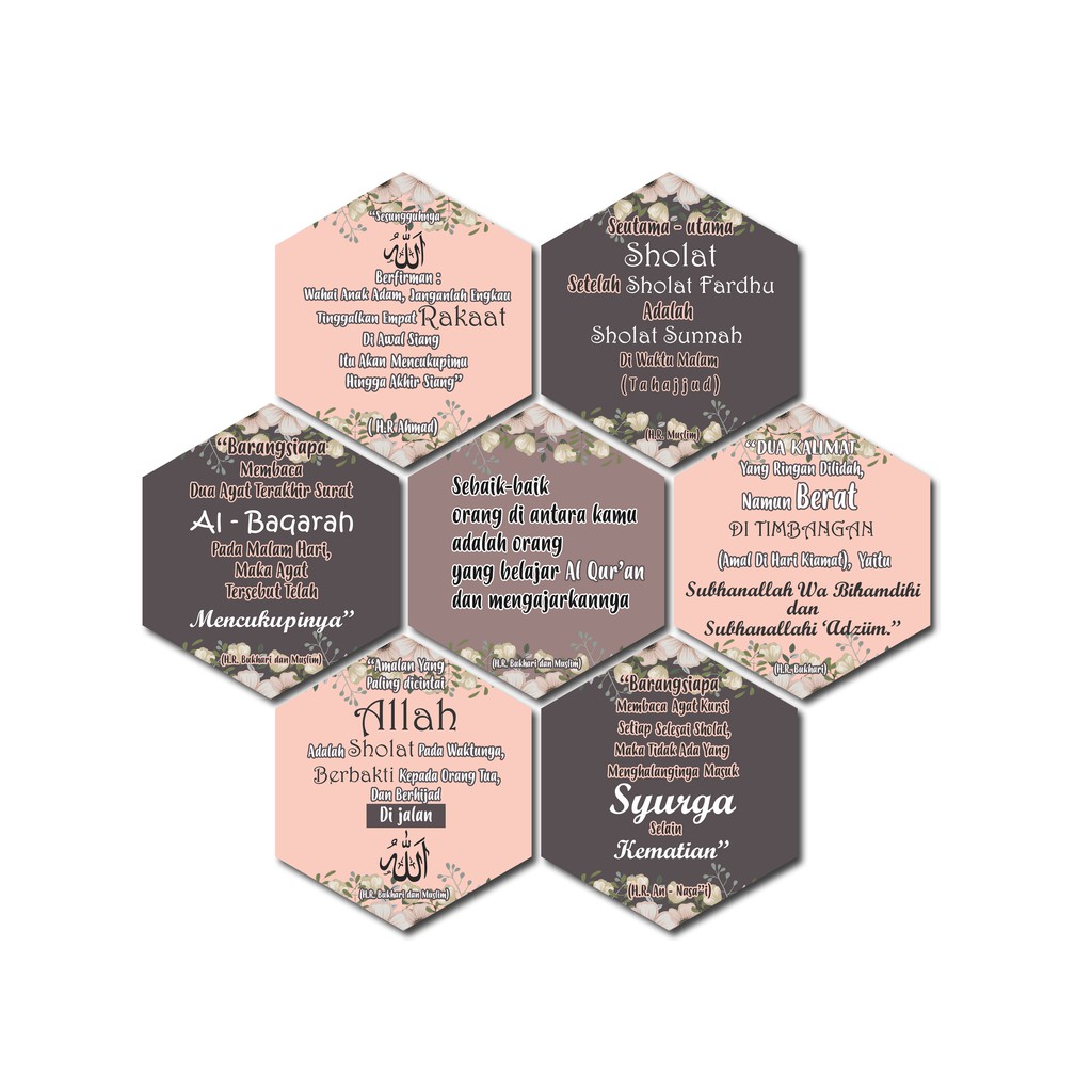 Jual Dine Wood Hiasan Dinding Poster Walldecor Hexagonal Quote Hadist ...