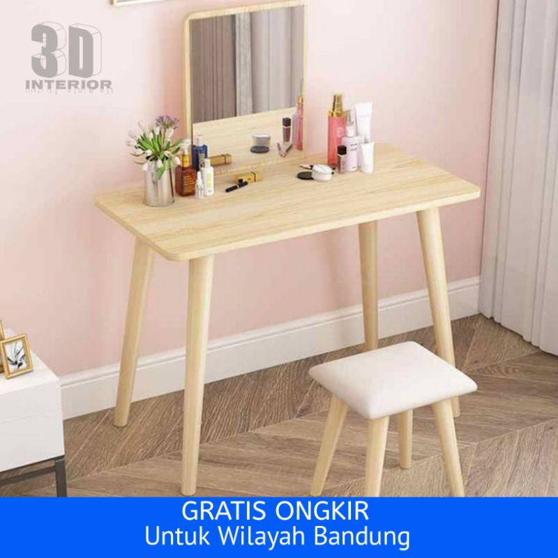Jual Meja Rias Simple Minimalis HPL Dengan Cermin Kotak | Shopee Indonesia