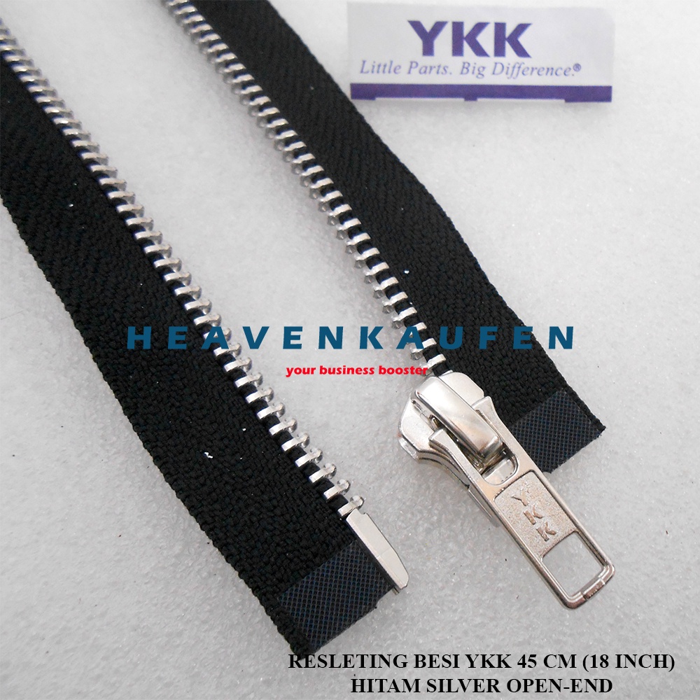 Jual Resleting Zipper 45 cm Atau 18 inch YKK Type Gigi Besi Hitam Silver Set Open - End Buka ...